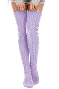 sherrydc women's cable knit thigh high socks winter boot stockings extra long over knee high leg warmers