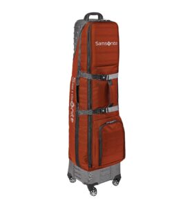 samsonite "the protector hard & soft golf travel cover with shark wheels, red/terracotta