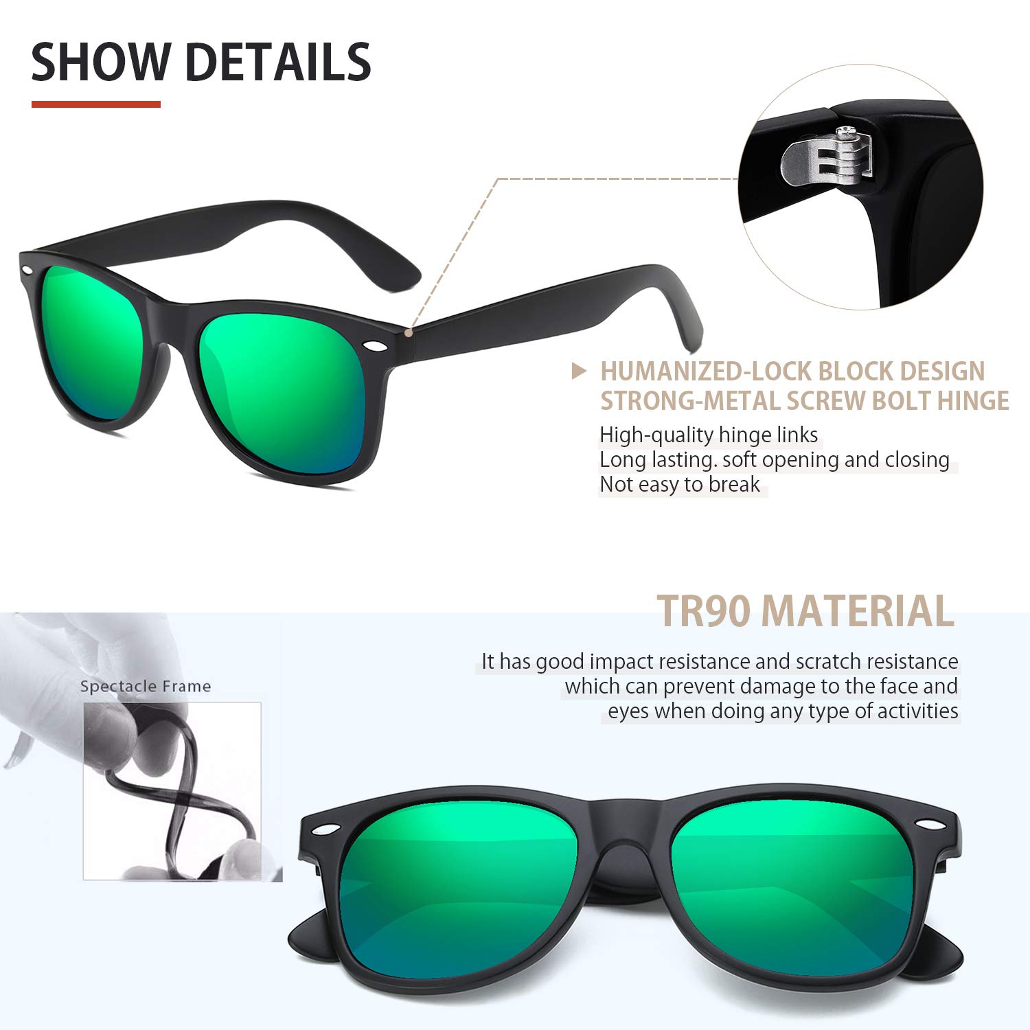 FEIDUSUN Sunglasses Men Polarized Sunglasses for Mens and Womens,Black Retro Sun Glasses Driving Fishing UV Protection