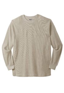 kingsize men's big & tall waffle-knit thermal crewneck tee - 8xl, heather oatmeal