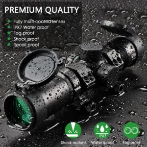 Professional Crossbow Scope, 300-450FPS(1.5-5x32), 20-100 Yards High Brightness and high Definition Red and Green Etched Glass Reticle, Free 20mm mounts