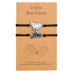 jendear friendship bracelets best friend matching bracelets, butterfly handmade rope bracelet meaningful gifts for women