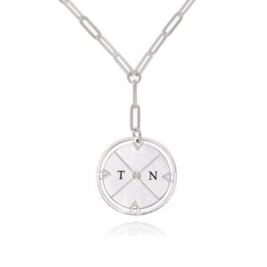 oak&luna – engraved compass necklace – personalised interlocking pendant with initials – gift for her, women, mom - for birthday, mother's day, christmas (925 sterling silver)