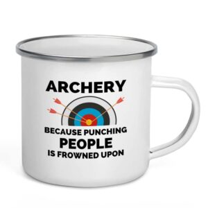 archery camper mug 12oz - archery because punching - archery shot trainer crossbow compound bow hunting arrow