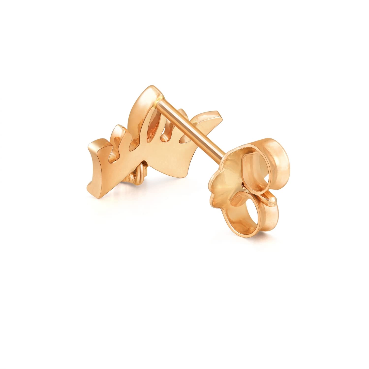 CHOW SANG SANG Delicate Gold 18K Rose Solid Gold Crown Single Stud Earring for Women and Girls 93320E