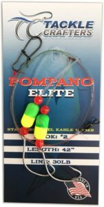 tackle crafters pompano elite saltwater - pack of 6 pompano floats for bass, surf fishing rigs, pompano rig - pompano bait - double drop pompano rigs saltwater with floats