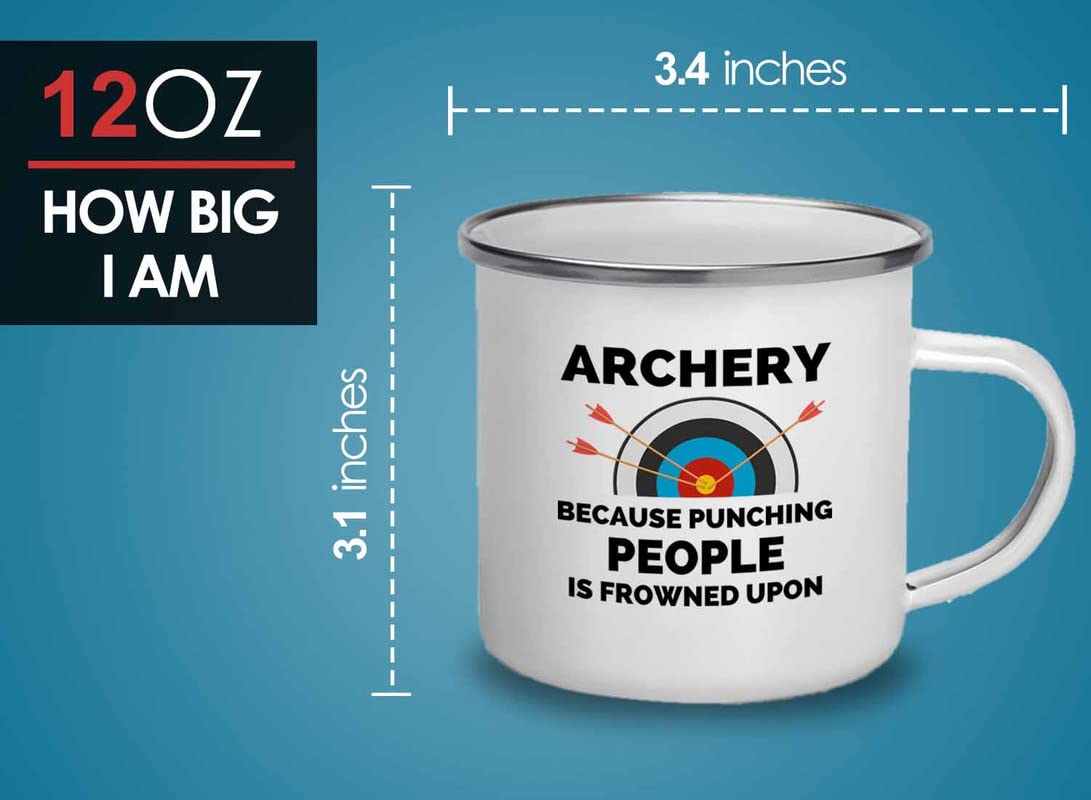 Archery Camper Mug 12oz - Archery because punching - Archery Shot Trainer Crossbow Compound Bow Hunting Arrow