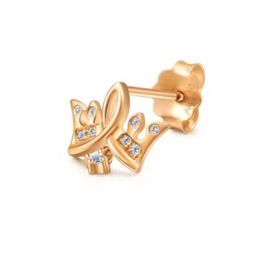 chow sang sang delicate gold 18k rose solid gold crown single stud earring for women and girls 93320e