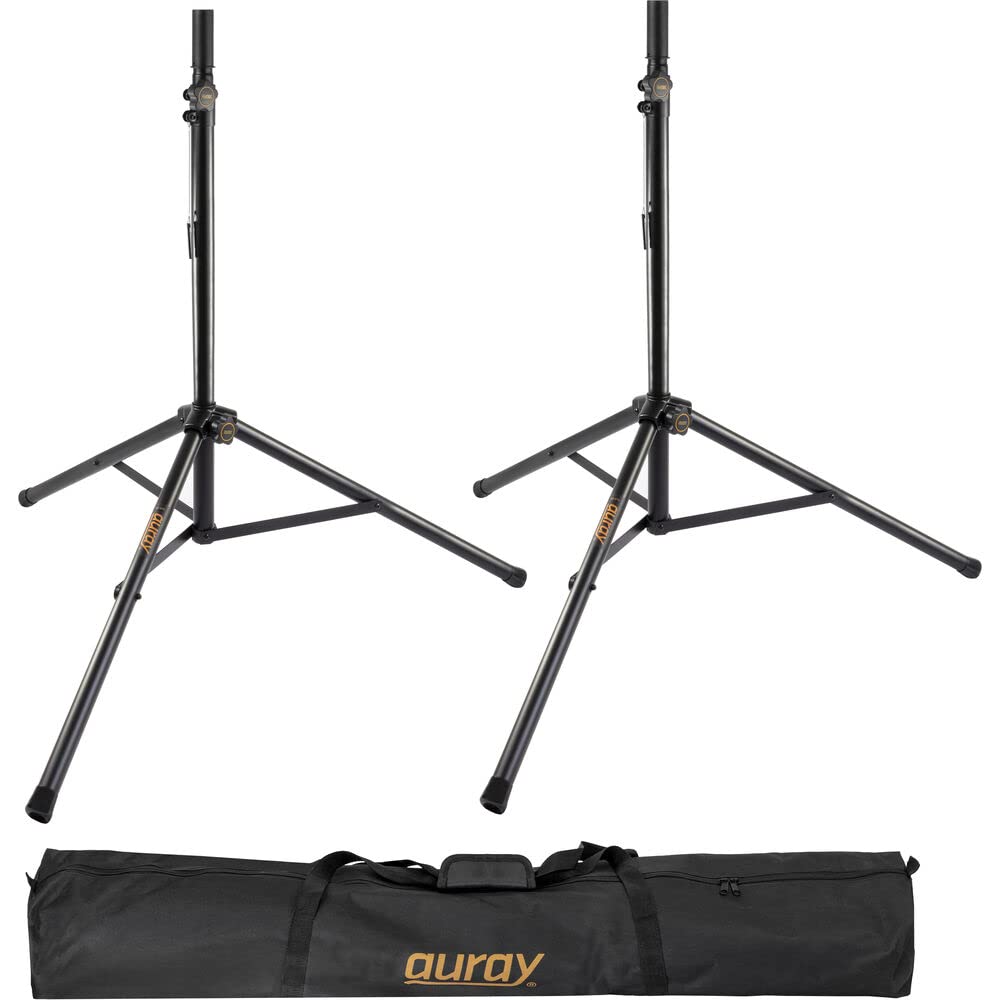 Mackie Thump215 1400W 15" Powered PA Loudspeaker System (Pair) Bundle with Auray SS-47S-PB Steel Speaker Stands, Carrying Case, and 2X 20 XLR-XLR Cable