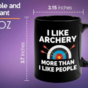 Bubble Hugs Archery Coffee Mug 11oz Black - I Like Archery More - Archery Trainer Bowfishing Deer Shooting Target Shot