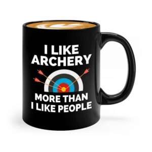 bubble hugs archery coffee mug 11oz black - i like archery more - archery trainer bowfishing deer shooting target shot