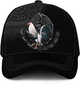 hieprints rooster hat for men women, 3d mexican rooster baseball cap snapback gallo chicken cock mexico cap hat (rooster black)