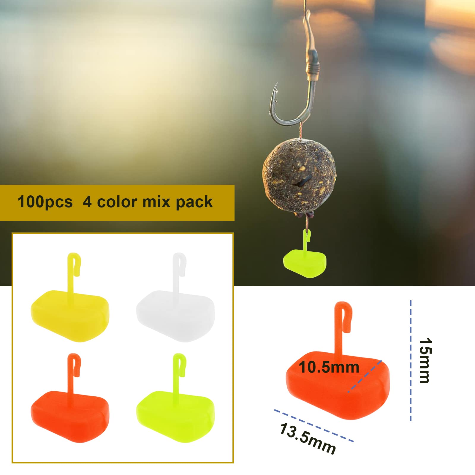 SING F LTD 100Pcs Corn Bait Stops Fake Corn Soft Bait Artificial Fishing Lure Simulated Corn Kernel Bait Hangers with Hooks Fishing Accessories