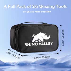 Rhino Valley Ski Snowboard Tuning and Waxing Kit, 15PCS Ski Wax Kit with 120V Waxing Iron, Snowboard Repair Kit Tuning Equipment with Universal Wax, Brush, Scraper, Ptex, Heavy Duty Carry Case