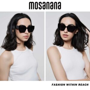 mosanana Square Cat Eye Sunglasses for Women Trendy Black Cateye Rectangle Cool 90s Cute Funky Fashion Ladies 70s Retro Vintage Youth Chunky Baddie Stylish Sharp Pointed Unique 80s 2023 COCO