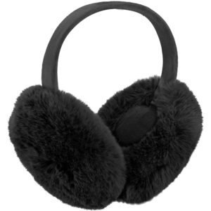 peak 2 peak adult unisex winter earmuffs - soft and warm faux fur - foldable ear covers - black