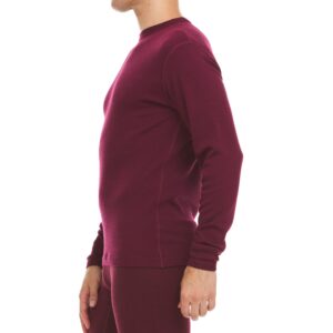 100% Merino Wool - Men's Midweight Long Sleeve Crew Shirt - Thermal Base Layer - Big and Tall Options - NO Itch Renewable Fabric - Burgundy - Medium