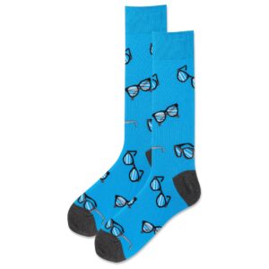 hot sox men's glasses socks 1 pair, turquoise, men's 10-13 shoe