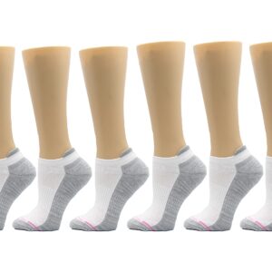 Dr. Motion Womens Low Cut Cushioned Breathable Compression Ankle Socks with Arch Support 6 Pairs (White)