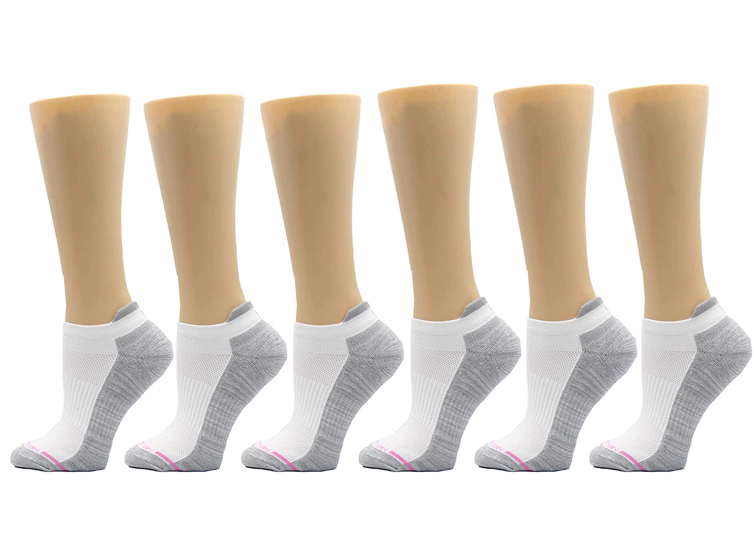 Dr. Motion Womens Low Cut Cushioned Breathable Compression Ankle Socks with Arch Support 6 Pairs (White)