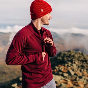 Minus33-100% Merino Wool - Isolation Men’s Midweight Quarter Zip - Warm Pullover - Outdoor Recreation Sweater - No Itch Renewable Fabric - Burgundy - Medium