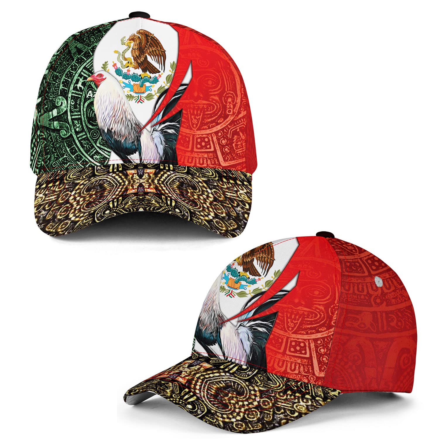 Hieprints Rooster Hat, Rooster Caps for Men Women, 3D Mexican Rooster Baseball Cap Snapback Gallo Chicken Cock Mexico Cap Hat (Mexico Rooster)