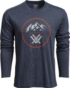 vortex optics three peaks long sleeve shirts (navy heather, large)