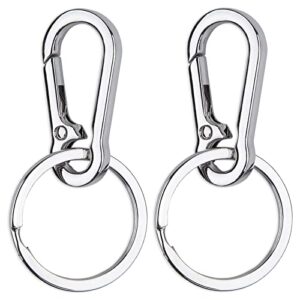 geeice metal keychain holder for belt heavy duty carabiner with keyring clips organizer for car keys, zinc alloy, 2 pack