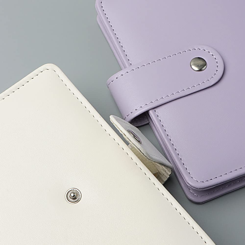 Purple A7 PU Budget Binder, 6 Ring Leather Binder Cover Money Organizer Loose Leaf Refillable Memo Folder Personal Notebook Binder Planner with Snap Closure for Budgeting