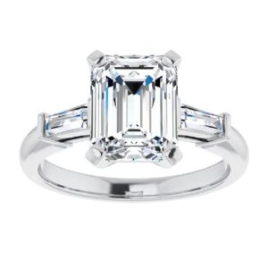 10k/14k/18k solid white gold handmade engagement ring, 3 ct emerald cut moissanite solitaire ring, wedding ring set for women/her, anniversary/propose gifts, vvs1 colorless, jewelry