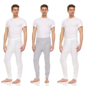 mens thermal long john pants - thermal bottom base layer for tshirts & jackets - lightweight thermal underwear mens - 3 pack