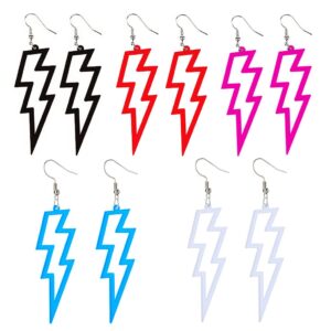 retro halloween lightning bolt earrings 80s neon earrings accessories for women acrylic funky earrings for 80's party favor