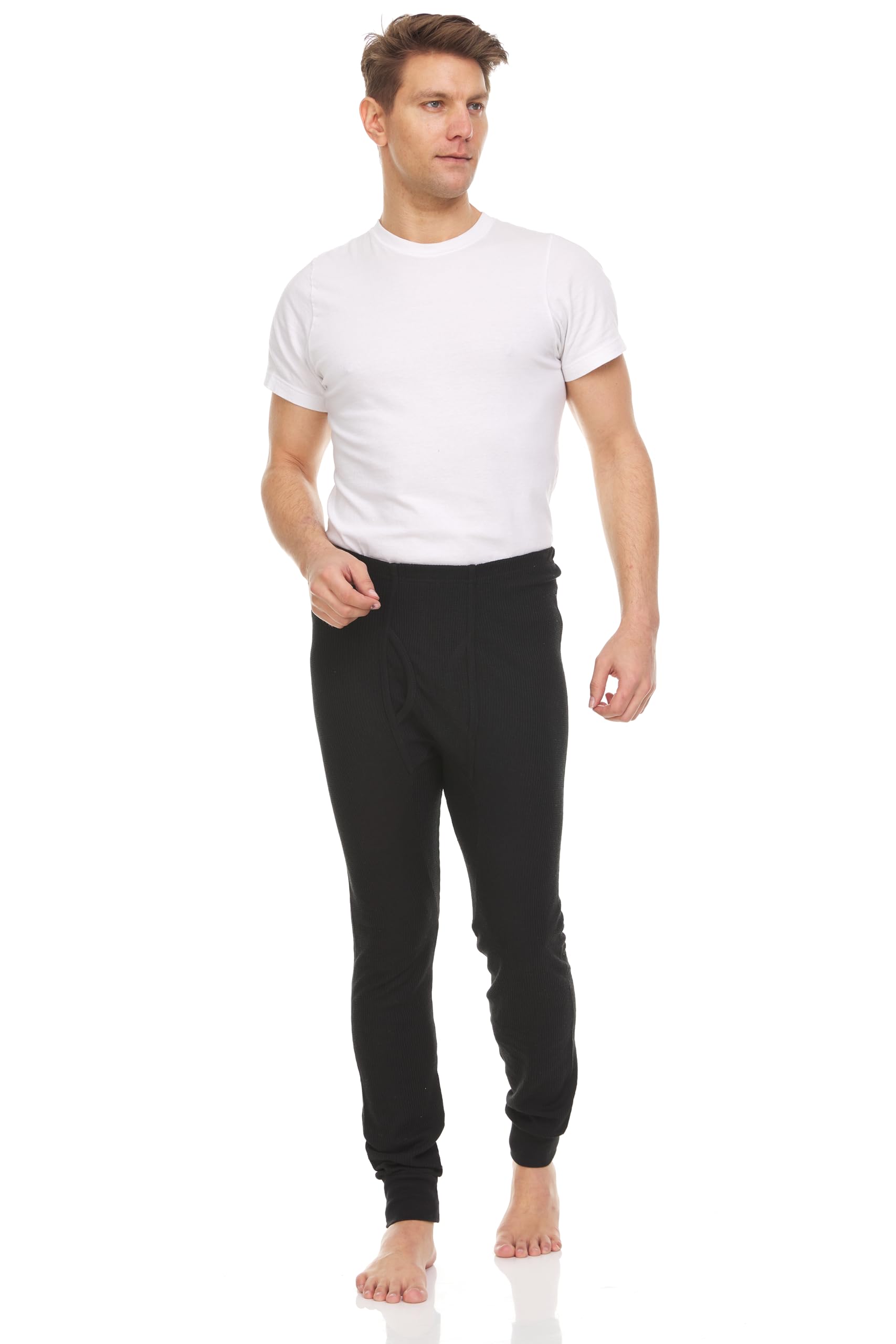 Mens Thermal Long John Pants - Thermal Bottom Base Layer for Tshirts & Jackets - Lightweight Thermal Underwear Mens - 3 Pack