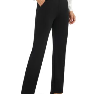 AFITNE Dress Pants for Women Business Casual Stretchy Straight Leg Work Pants Yoga Dress Slacks High Waisted with Pockets Black 31" L