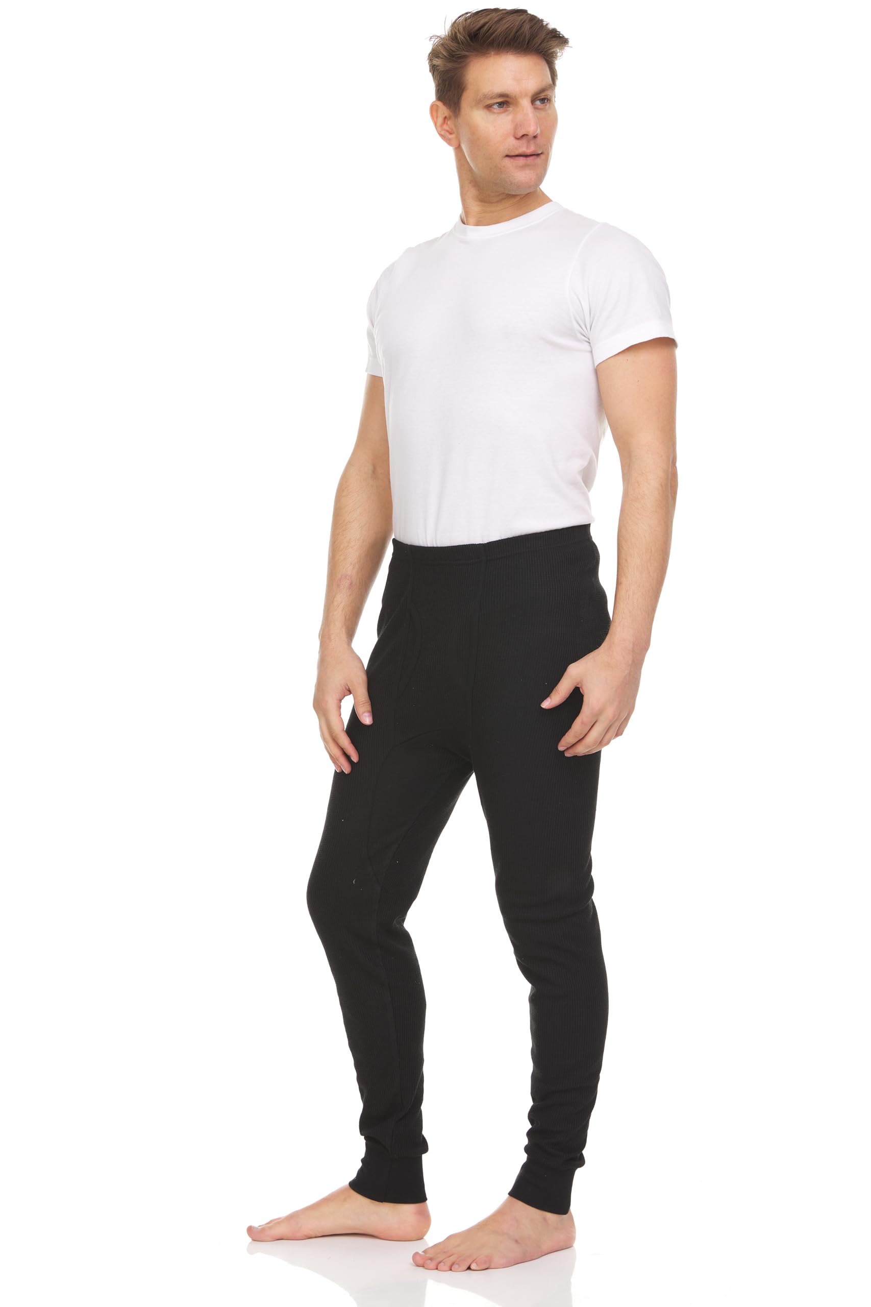 Mens Thermal Long John Pants - Thermal Bottom Base Layer for Tshirts & Jackets - Lightweight Thermal Underwear Mens - 3 Pack