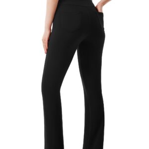 AFITNE Dress Pants for Women Business Casual Stretchy Straight Leg Work Pants Yoga Dress Slacks High Waisted with Pockets Black 31" L