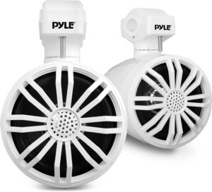 pyle 3.5” waterproof off-road speakers - 40w marine grade passive woofer sound system full range outdoor audio stereo speaker for motorcycle, car, atv, 4x4, jeep, boat, includes brackets (white)