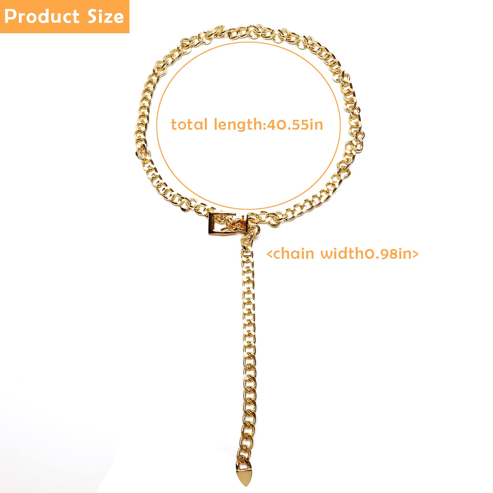 2 Pack Chain Belts for Women Alloy Chunky Wasit Chain Belt Adjustable Boho Punk Link Belly Body Chain Belts Jewelry Chain Belts for Girls Dresses