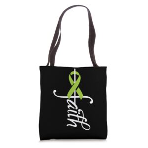 faith cancer support - ribbon lymphoma awareness tote bag