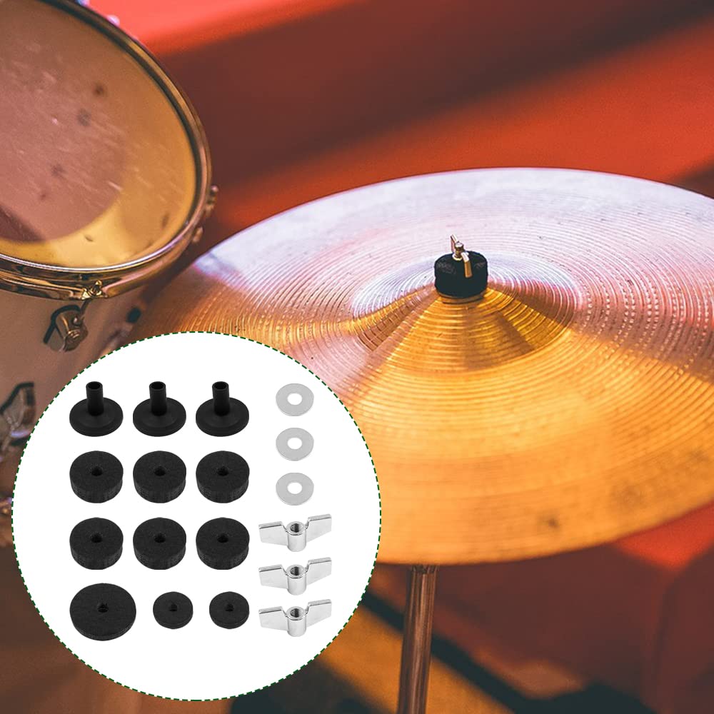 maxin 18 Replacement Cymbal Parts, Drum Hardware Bag, Cymbal Felt hi-hat Clutch Felt Cymbal Cover Base Wing Nut and Cymbal Washer