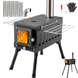 aomxay camping wood stove, portable hot tent stove,wood burning stove double inner wall secondary combustion design with extension feet.for outdoor cooking and heating