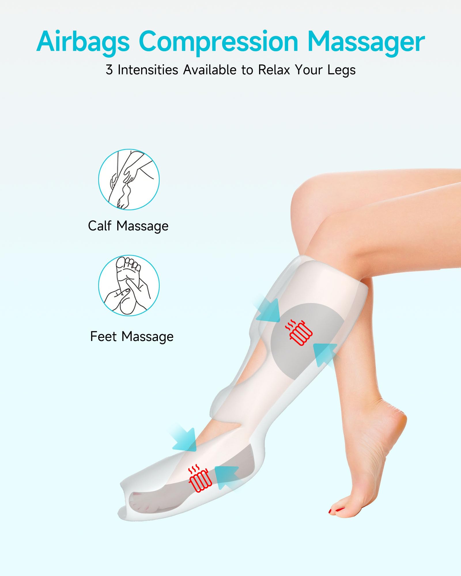 ALLJOY Leg and Foot Massager with Heat, Air Compression Leg Massager for Circulation and Pain Relief, Foot and Calf Massager 6 Modes 3 Intensities 2 Heating Levels Adjustable Massage Boots Best Gift