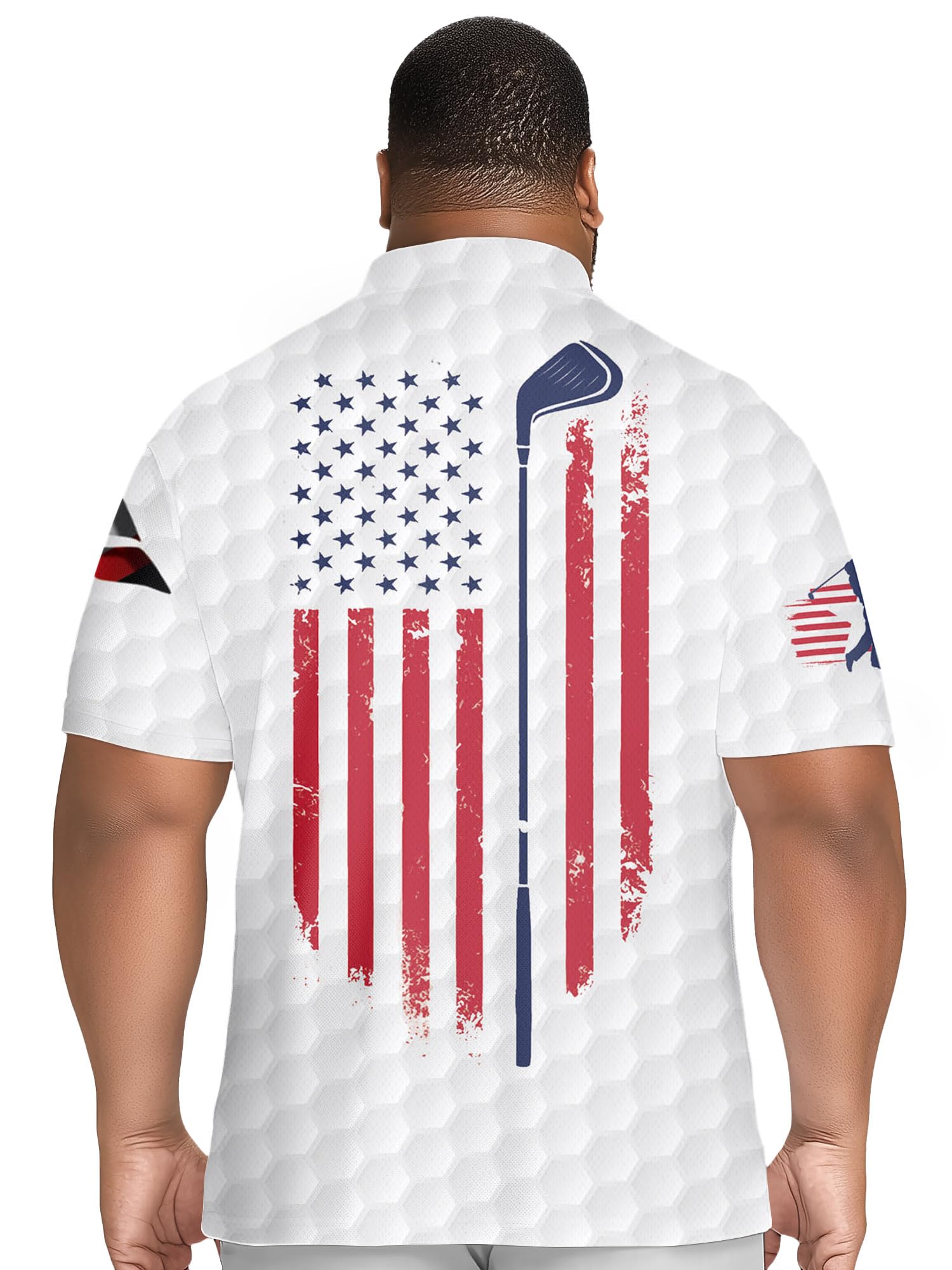 HIVICHI Golf Shirts for Men Funny Print Crazy Hawaiian Mens Polo Shirt Patriotic Flag Shirt, Large, 7198