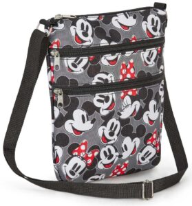 disney crossbody bag mickey & minnie mouse travel passport (mickey minnie grey)