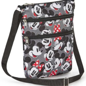 Disney Crossbody Bag Mickey & Minnie Mouse Travel Passport (Mickey Minnie Grey)