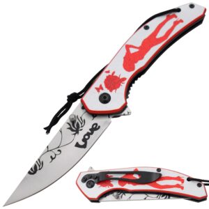 snake eye tactical cupid heart ladies valentines day | pocket knife | edc |fishing hunting camping knife