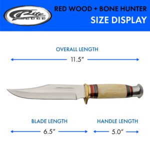 SZCO 11.5” Bone Handle Red Outdoor Hunting Knife With Sheath (203450-RD)