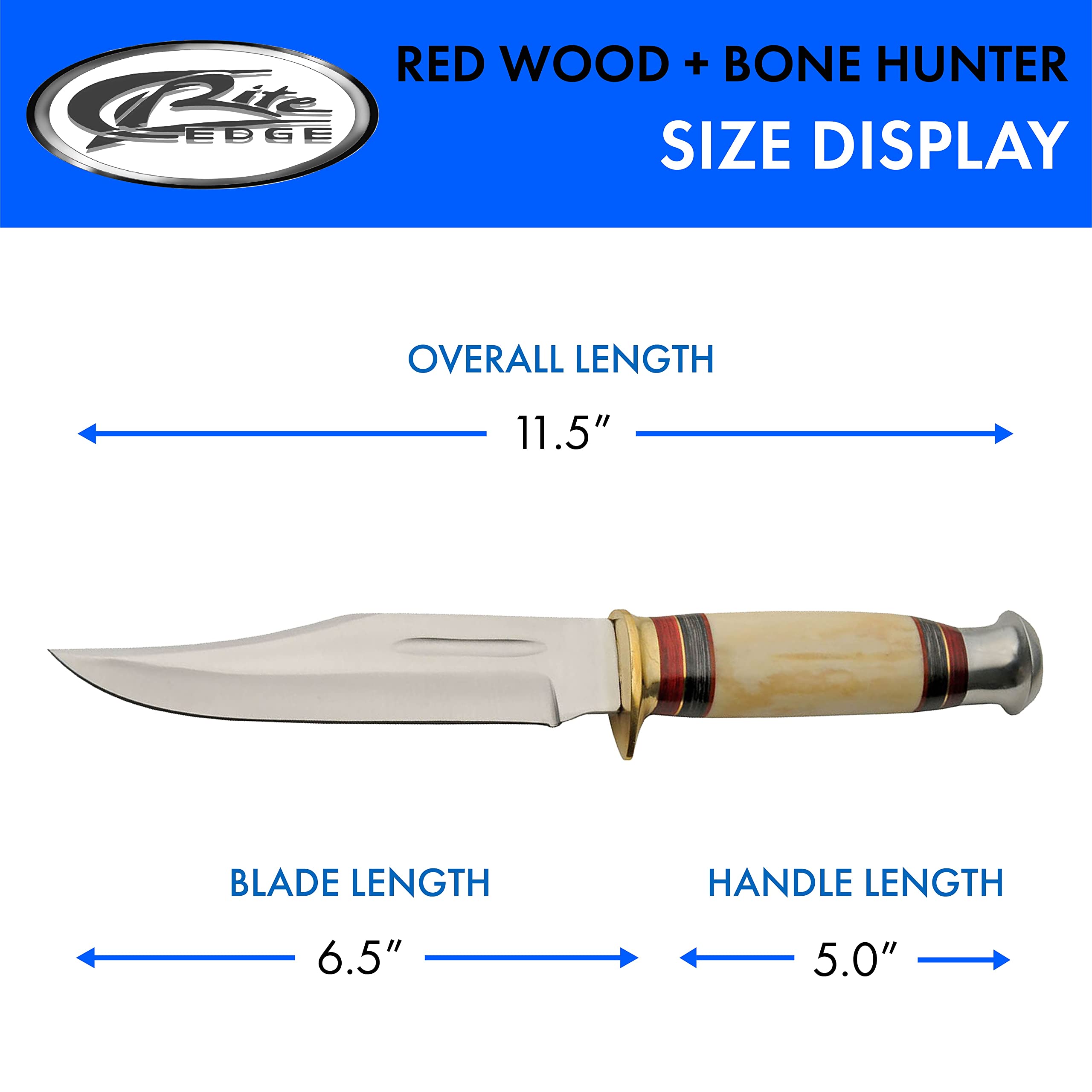 SZCO 11.5” Bone Handle Red Outdoor Hunting Knife With Sheath (203450-RD)