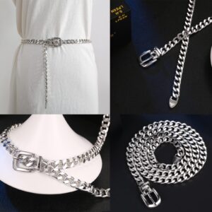 2 Pack Chain Belts for Women Alloy Chunky Wasit Chain Belt Adjustable Boho Punk Link Belly Body Chain Belts Jewelry Chain Belts for Girls Dresses