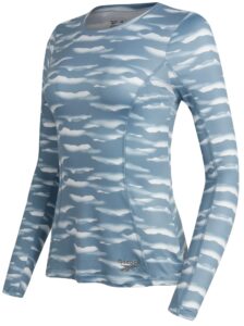 reebok women's performance thermal shirt - athletic base layer long sleeve shirt (s-xl), size x-large, ashley blue print